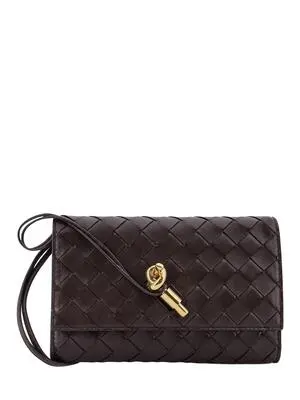 Bottega Veneta Andiamo Woven Leather Bag With Knot Closure - Brown