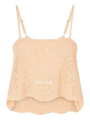 Chloé Floral Crocheted Cotton Top - Orange