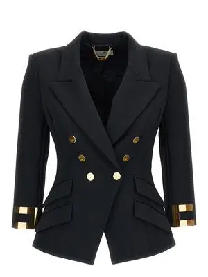 Elisabetta Franchi Double-breasted Stretch Double-crepe Jacket - Nero