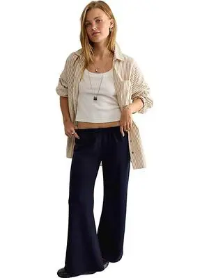 Citizens Of Humanity Nora Knit Pull-on Wide Leg Pants - Navy