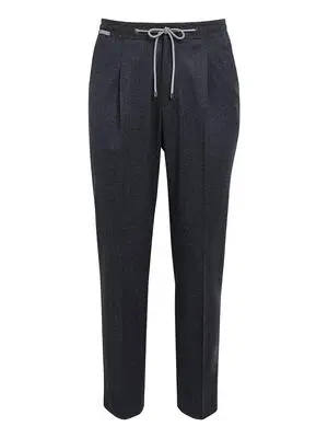 Corneliani Virgin Wool Drawstring Trousers - Grey