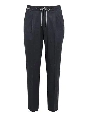 Corneliani Corneliani Virgin Wool Drawstring Trousers Grey