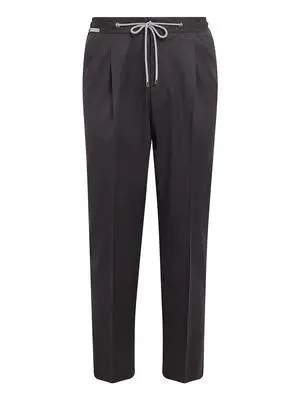 Corneliani Virgin Wool Drawstring Trousers - Brown