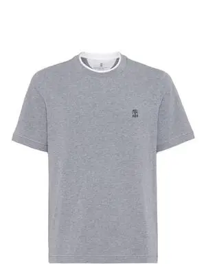 Brunello Cucinelli Brunello Cucinelli Logo Embroidered Layered T-Shirt Medium Gray