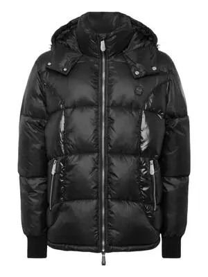 PHILIPP PLEIN Philipp Plein Logo Patch Hooded Quilted Jacket