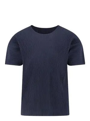 Issey Miyake Homme Plissé Basics Pleated T-shirt - Navy