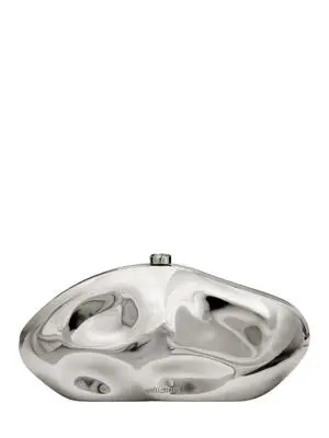 Cult Gaia Silver Tone Buckle Clutch - Gray
