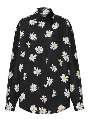 Moschino Allover Daisy Silk Twill Shirt - Black