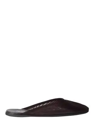 Miu Miu Mesh Fabric Slip-on Slippers - Dark Brown