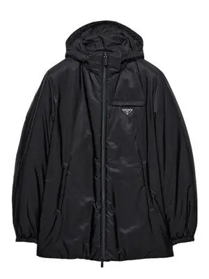 Prada Zip-up Hooded Down Jacket - Black