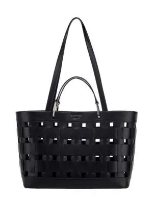 Emporio Armani Woven Tote Bag With Detachable Pouch - Black