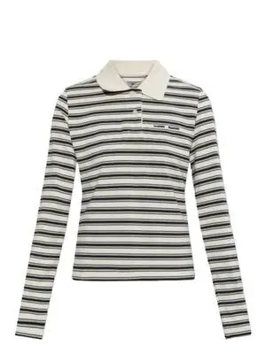 SAMSOE SAMSOE Long Sleeve Striped Polo Shirt - Gray