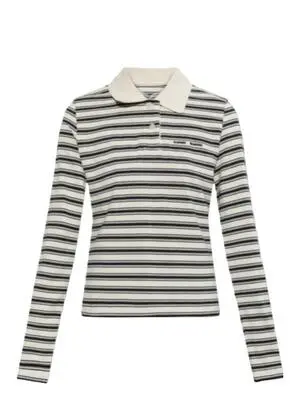 SAMSOE SAMSOE Sadonell Stripe Long Sleeved Polo Top - Gray
