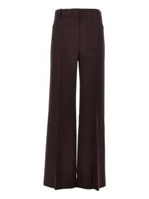 Victoria Beckham Alina Wool Flannel Wide Leg Pants - Red