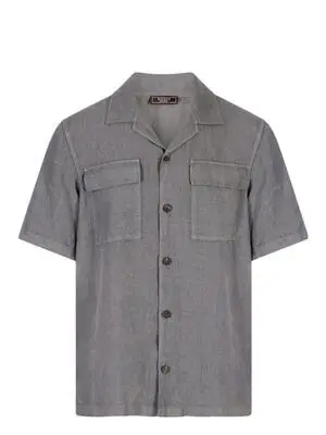 Peserico Linen Camp-collar Shirt - Gray