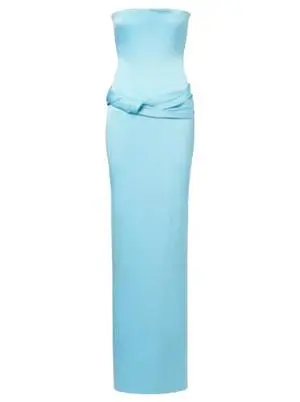 Alex Perry Crepe Satin Bustier Gown - Blue