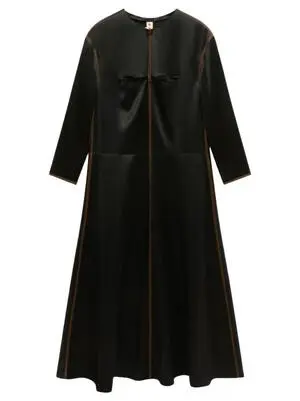 Marni Long-sleeved Satin Dress With Contrast Stitching - Black