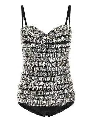 DOLCE & GABBANA Dolce & Gabbana Embellished Sweetheart Neck Bodysuit
