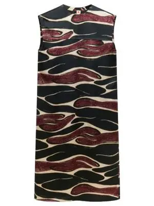 Marni Abstract Print Sleeveless Midi Dress - Black