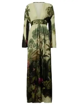 Johanna Ortiz Printed Silk Maxi Dress - Black