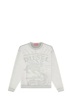 DIESEL® Sweatshirt With Dévoré Print And Ribbed Trims - Light Grey