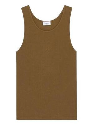 Saint Laurent Saint Laurent Cassandre Ribbed Tank Top Green