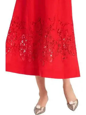 Sachin & Babi Brittany Lace Appliqué Midi Dress - Cherry