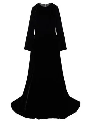 Dolce & Gabbana Velvet Gown With Fluted Hem - Black