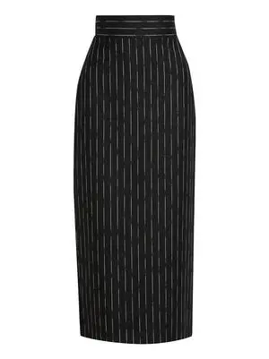 Alexander McQueen Pinstriped Wool-twill Maxi Skirt - Black