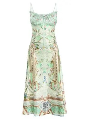 CAMILLA Camilla Cutout Printed Silk-Satin Midi Dress