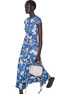ME+EM Shadow Paradise Print Ruched Maxi Dress - Blue Multi