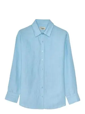 THISISU COLLECTION Sirena Open-back Linen Shirt - Blue