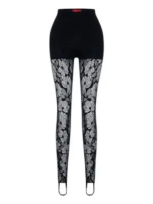 PCFG Lace Leggings With Built-in Ribbed Shorts - Black