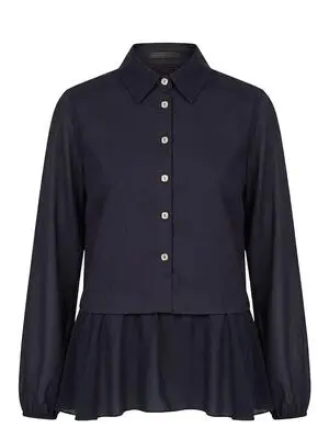 JAMES LAKELAND Navy Contrast Hem Blouse - Blue