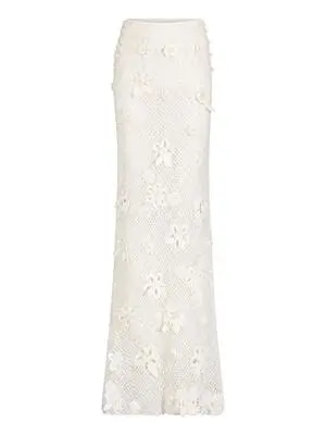 SCARLETT GASQUE Ariel Crochet Long Skirt - White