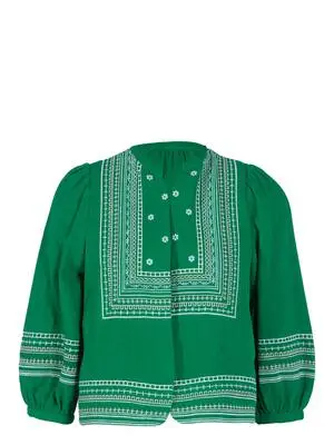 ROSE & NANCY Florence Cotton Jacket With Embroidery - Green