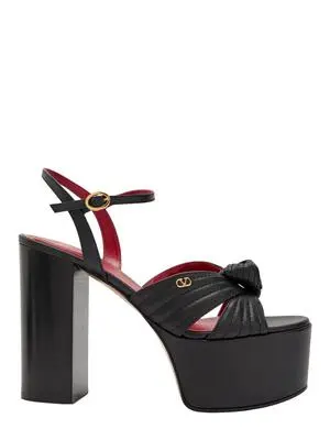 VALENTINO Valentino Garavani 125mm Knotted Leather Platform Sandals