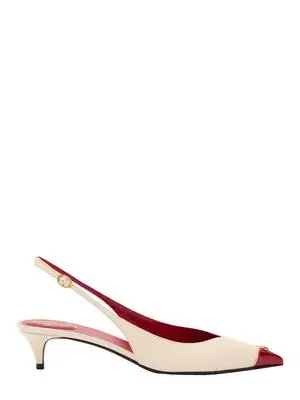 Valentino Garavani Valentino Garavani VLogo Slingback Leather Pumps Cream