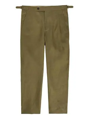 BODE Straight-leg Linen Trousers - Olive