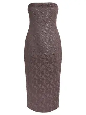 Camilla And Marc Strapless Textured Jacquard Midi Dress - Brown
