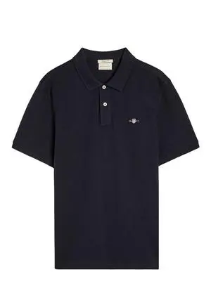 Gant Logo-embroidered Piqué Cotton Polo Shirt - Navy