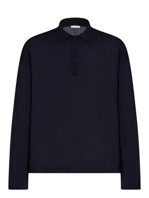 THE ROW The Row Djon Wool Polo Sweater Navy