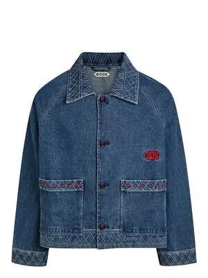 BODE Embroidered Denim Jacket - Indigo