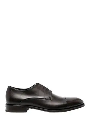 Hugo Boss Leather Derby Shoes With Almond Toe - Black