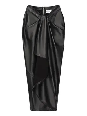 Givenchy Long Wrapped Leather Skirt - Black