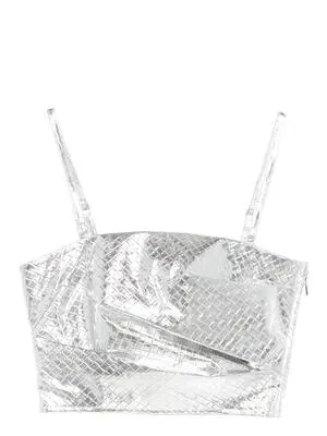 ROTATE BY BIRGER CHRISTENSEN Draped Braided Top - Silver
