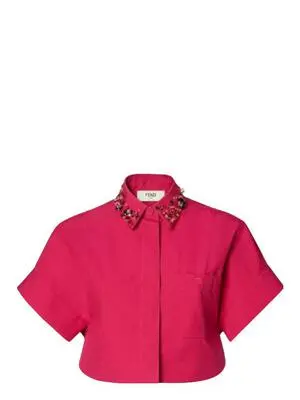 Fendi Embellished Cropped Shirt - Red