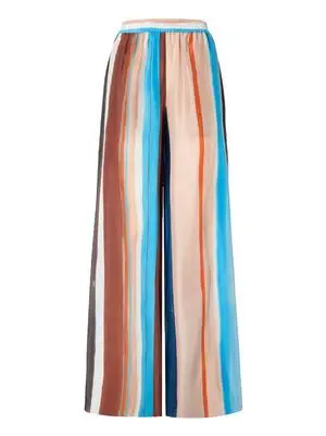 Fendi Striped Silk Palazzo Pants - Multicolour