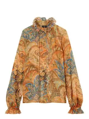 ETRO Etro Ruffled Paisley Print Silk Shirt