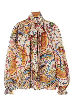 Etro Paisley Print Pussy-bow Blouse - Nude